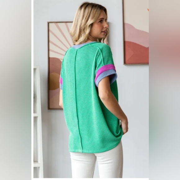 7th Ray | Tops | 7th Ray Kelly Green Ribbed Top | Poshmark